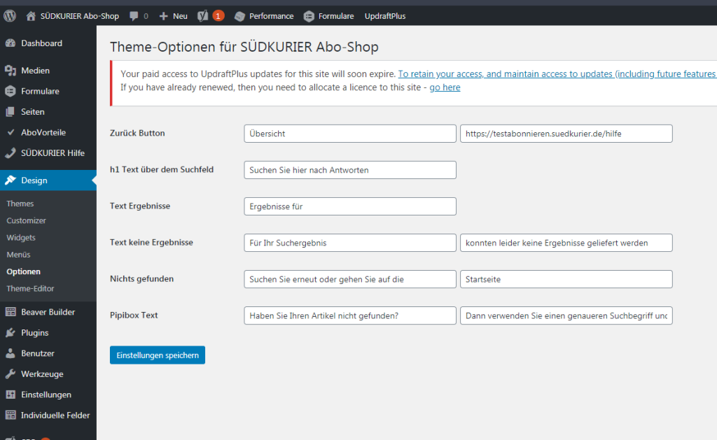 Optionsseiten selber erstellen - Internet Halunken